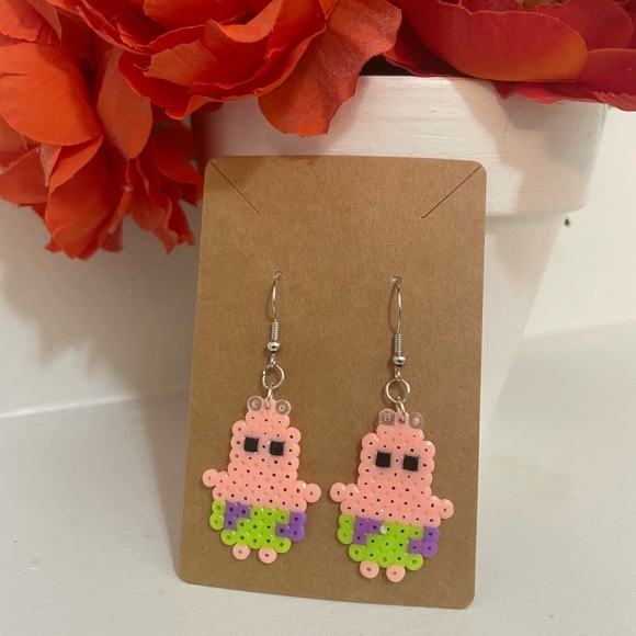 Hand Crafted | Jewelry | Perler Bead Patrick Star Earrings | Poshmark